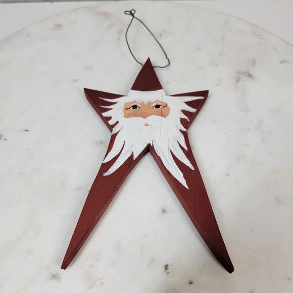 Vintage | Holiday | Vintage Santa Star Ornament 8 Red Hand Painted ...